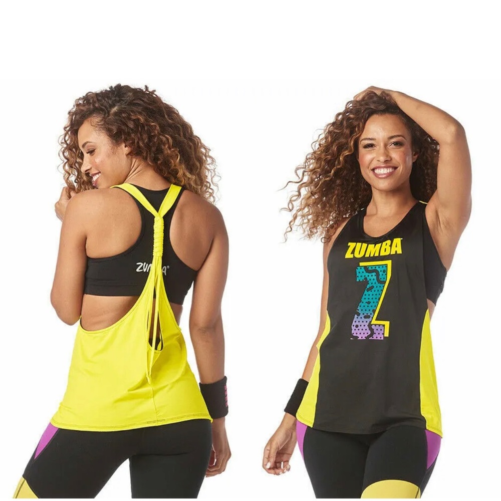 Zumba Small Racer Tank Black And Yellow Nwot - Gem